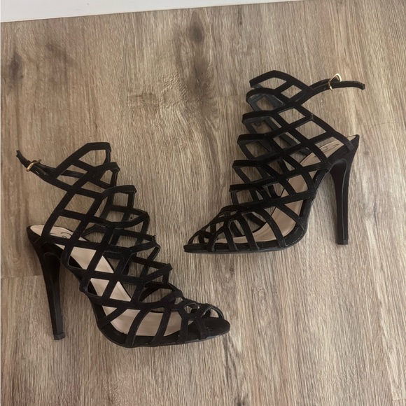 Windsor | Shoes | Elegant Black Strappy Caged Heels | Poshmark